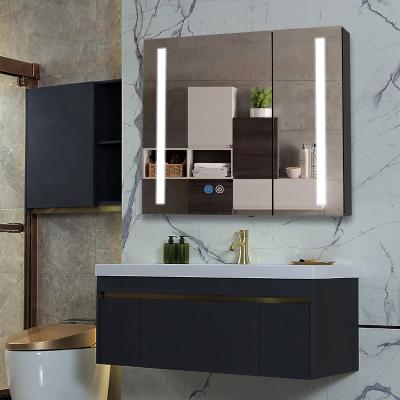 China 3000K LED Medicine Cabinet Square Wall Mounted Mirror with Touch Screen 12V Customized Size for sale