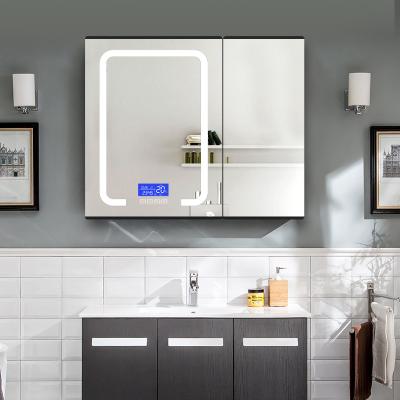 China Wall Mounted Smart Mirror Medicine Cabinet with LED Lighting 12V Custom Size for sale