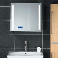 China Digital Clock LED Bathroom Mirror Cabinet with Aluminum Frame - 12V, 3000K-6000K CCT, Anti-Fog & Motion Sensor for sale