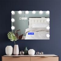 China Wall Mounted LED Makeup Mirror with Touch Screen - 15/18 Bulbs, 5000K-6000K Color Temperature, 12V Operation for sale