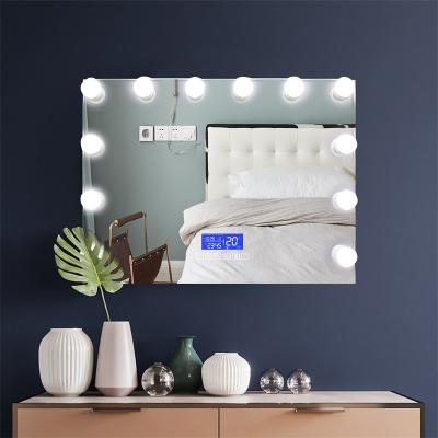 China Wall Mounted LED Makeup Mirror with Touch Screen - 15/18 Bulbs, 5000K-6000K Color Temperature, 12V Operation for sale