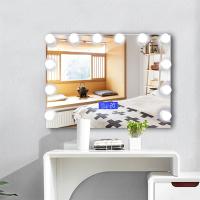 China Wall Mounted LED Makeup Mirror with Touch Screen - 15/18 Bulbs, 5000K-6000K Color Temperature, 12V Operation for sale