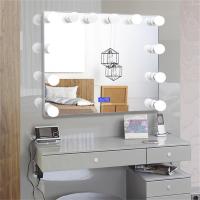 China Wall Mounted LED Makeup Mirror with Touch Screen - 15/18 Bulbs, 5000K-6000K Color Temperature, 12V Operation for sale