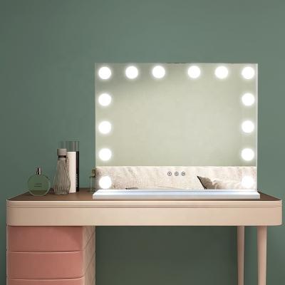 China Aluminum Hollywood Vanity Mirror with 15 Dimmable LED Bulbs, 12V Voltage, Custom Sizes for Bathroom and Salon for sale