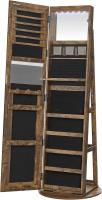 China Lockable Full Length Mirror Cabinet with Adjustable LED Lights 108 Earring Slots Brown for sale