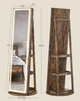 China Lockable Full Length Mirror Cabinet with Adjustable LED Lights 108 Earring Slots Brown for sale