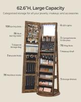 China Lockable Full Length Mirror Cabinet with Adjustable LED Lights 108 Earring Slots Brown for sale