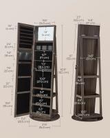 China Brown 360° Swivel Jewelry Cabinet with Full-Length Mirror - 108 Earring Slots, 36 Necklace Hooks & LED Lighting for sale