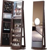 China Frameless Full Length Mirror Cabinet with 108 Earring Slots, 36 Necklace Hooks and Dimmable LED Lighting - Custom Wood Design for sale