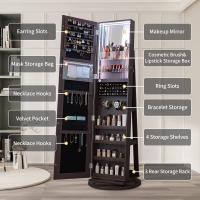 China Frameless Full Length Mirror Cabinet with 108 Earring Slots, 36 Necklace Hooks and Dimmable LED Lighting - Custom Wood Design for sale
