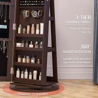 China Frameless Full Length Mirror Cabinet with 108 Earring Slots, 36 Necklace Hooks and Dimmable LED Lighting - Custom Wood Design for sale