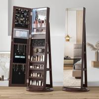China Frameless Full Length Mirror Cabinet with 108 Earring Slots, 36 Necklace Hooks and Dimmable LED Lighting - Custom Wood Design for sale