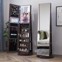 China Frameless Full Length Mirror Cabinet with 108 Earring Slots, 36 Necklace Hooks and Dimmable LED Lighting - Custom Wood Design for sale
