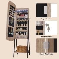 China LED Mirror Jewelry Cabinet with 108 Earring Slots, 36 Necklace Hooks & 78 Ring Slots - Lockable Full-Length Mirror Storage Armoire for sale