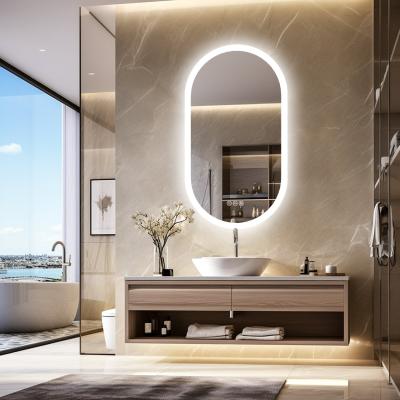 China Commercial LED Mirror with Demister Pad - 12V 50,000 Hour Life - Custom Size Aluminum Frame for sale