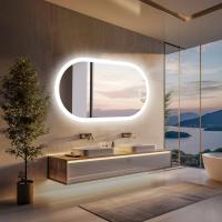 China Commercial LED Mirror with Demister Pad - 12V 50,000 Hour Life - Custom Size Aluminum Frame for sale