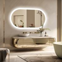 China Commercial LED Mirror with Demister Pad - 12V 50,000 Hour Life - Custom Size Aluminum Frame for sale