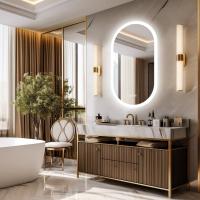 China Commercial LED Mirror with Demister Pad - 12V 50,000 Hour Life - Custom Size Aluminum Frame for sale