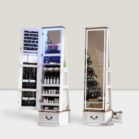 China Dimmable LED Full Length Mirror Jewelry Cabinet with Lock - 3 Color Temperature Lighting & Secure Storage for sale
