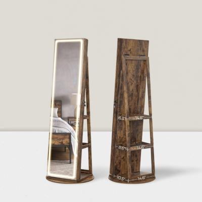 China Modern LED Jewelry Mirror Cabinet with Lockable Storage - Tri-Fold Mirror, 7 Storage Compartments, Natural Spectrum Lighting for sale
