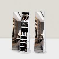 China Modern Full Length Jewelry Mirror Cabinet with 360° Swivel, 3 LED Color Temperatures and Lockable Storage for sale
