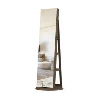 China Lockable Full Length Mirror Jewelry Cabinet 3 Shelves HD Glass Mirror Makeup Storage for sale