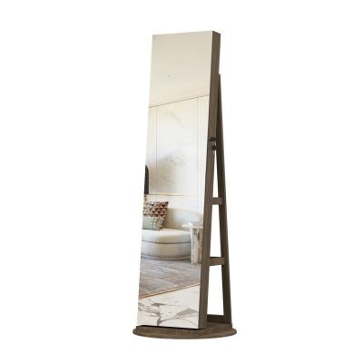 China Lockable Full Length Mirror Jewelry Cabinet 3 Shelves HD Glass Mirror Makeup Storage for sale