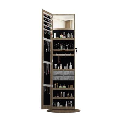 China Full Length Mirror Jewelry Cabinet with 3 Shelves HD Glass Mirror Makeup Storage 150cm for sale