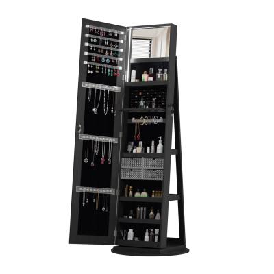 China Full Length Mirror Jewelry Cabinet with LED 3 Modes and 3 Back Shelves Storage for sale