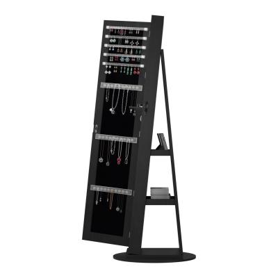 China Full Length Mirror Jewelry Cabinet 60cm with LED Lights Lockable Storage and 3 Shelves for sale