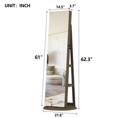 China Lockable Full Length Jewelry Armoire Mirror with Velvet Drawers and Vertical Hooks 140cm for sale