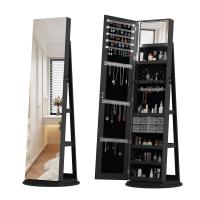 China Wall Mountable Jewelry Mirror Cabinet with Velvet Lined Drawers and Full Length Mirror 120x40cm for sale