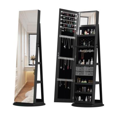 China Wall Mountable Jewelry Mirror Cabinet with Velvet Lined Drawers and Full Length Mirror 120x40cm for sale