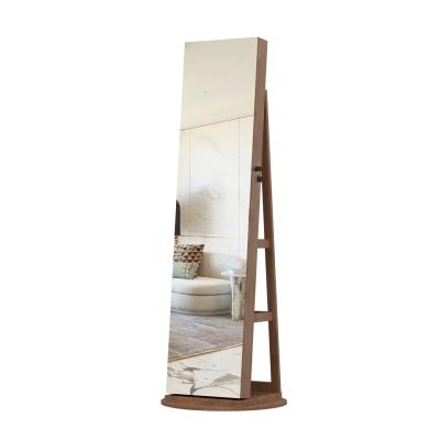 China Modern Full Length Mirror Jewelry Cabinet with 3 Back Shelves, LED Lighting and Dual-Lock Security System for sale