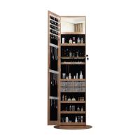 China Modern Full Length Mirror Jewelry Cabinet with 3 Back Shelves, HD Glass Mirror & Smart LED Lighting for sale
