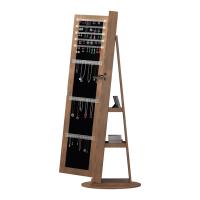 China Modern Full Length Mirror Jewelry Cabinet with 3 Back Shelves, LED Lighting & Lockable Storage Compartments for sale