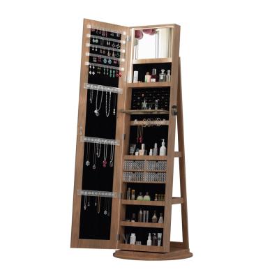 China Lockable Modern Full-Length Mirror Jewelry Cabinet with LED Lighting and Velvet Storage - Pre-Assembled Design for sale