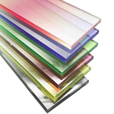 China 5 5mm Double Layer Tempered Frosted Gradient Laminated Glass Office Partition Hotel Shower Room for sale