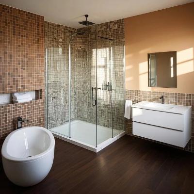 China Customizable Tempered Float Glass Application Stylish Shower Room Glass Wall for sale