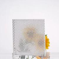 China Antique Grid Patterned Tempered Embossed Decorative Glass Interior Wall Partition Panel for sale