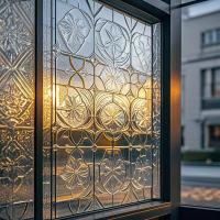 China GB Standard Decorative Patterned Textured Glass Panel For Showcase Window Display for sale