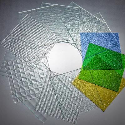 China 4mm - 10mm Embossed Decorative Glass Panel Unique Patterns For Bathroom for sale