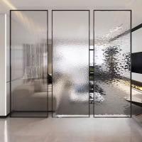 China 10mm Ultra White Water Corrugated Art Decorative Glass Custom Hotel Screen Sliding Door Wear Resistant Easy Clean for sale