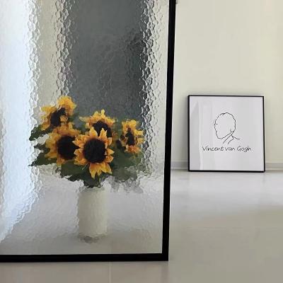 China 3D Three Dimensional Water Ripple Embossed Decorative Glass Bathroom Dry Wet Separation Sliding Door Custom for sale