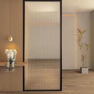 China UV Protection Curtain Wall Decorative Glass Panel 8mm Transparent Rainbow Embossed Glass for sale