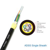 China ADSS G652D Single Mode Aerial Fiber Optic Cable 6 to 144 Core 100m Span for sale