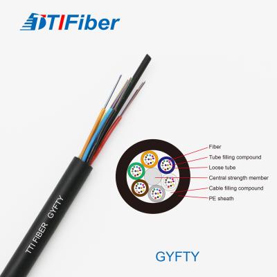 China Outdoor Aerial GYFTY Fiber Optic Cable 2-24 Cores G652D Single Mode FTTH FRP for sale