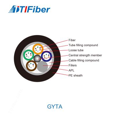 China G652D Singlemode Aluminum Tape GYTA Fiber Optic Cable 2-288 Cores Outdoor Duct for sale