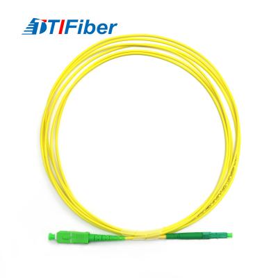 China Simplex G652D G657A Fiber Optic Patch Cord SC APC to LC APC 2mm 3mm PVC LSZH for sale
