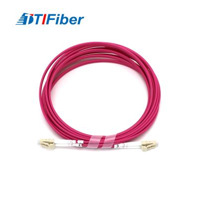 China FTTH Duplex OM4 Multimode Fiber Patch Cord LC to LC 3mm LSZH Cable 850nm for sale